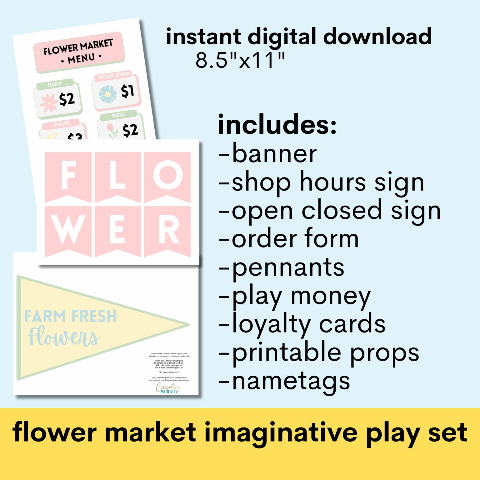 Flower Market Dramatic Play Printables Set
