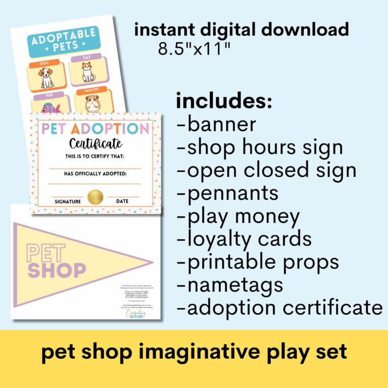 Pet Shop Dramatic Play Printables Set