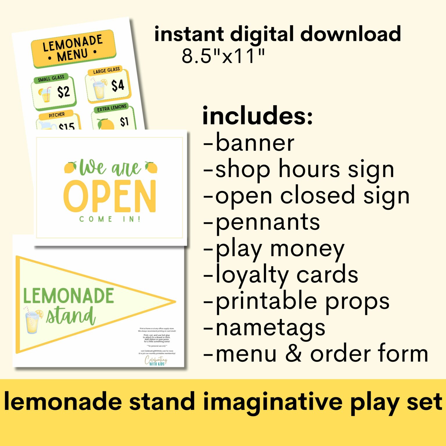 Lemonade Stand Dramatic Play Printables Set